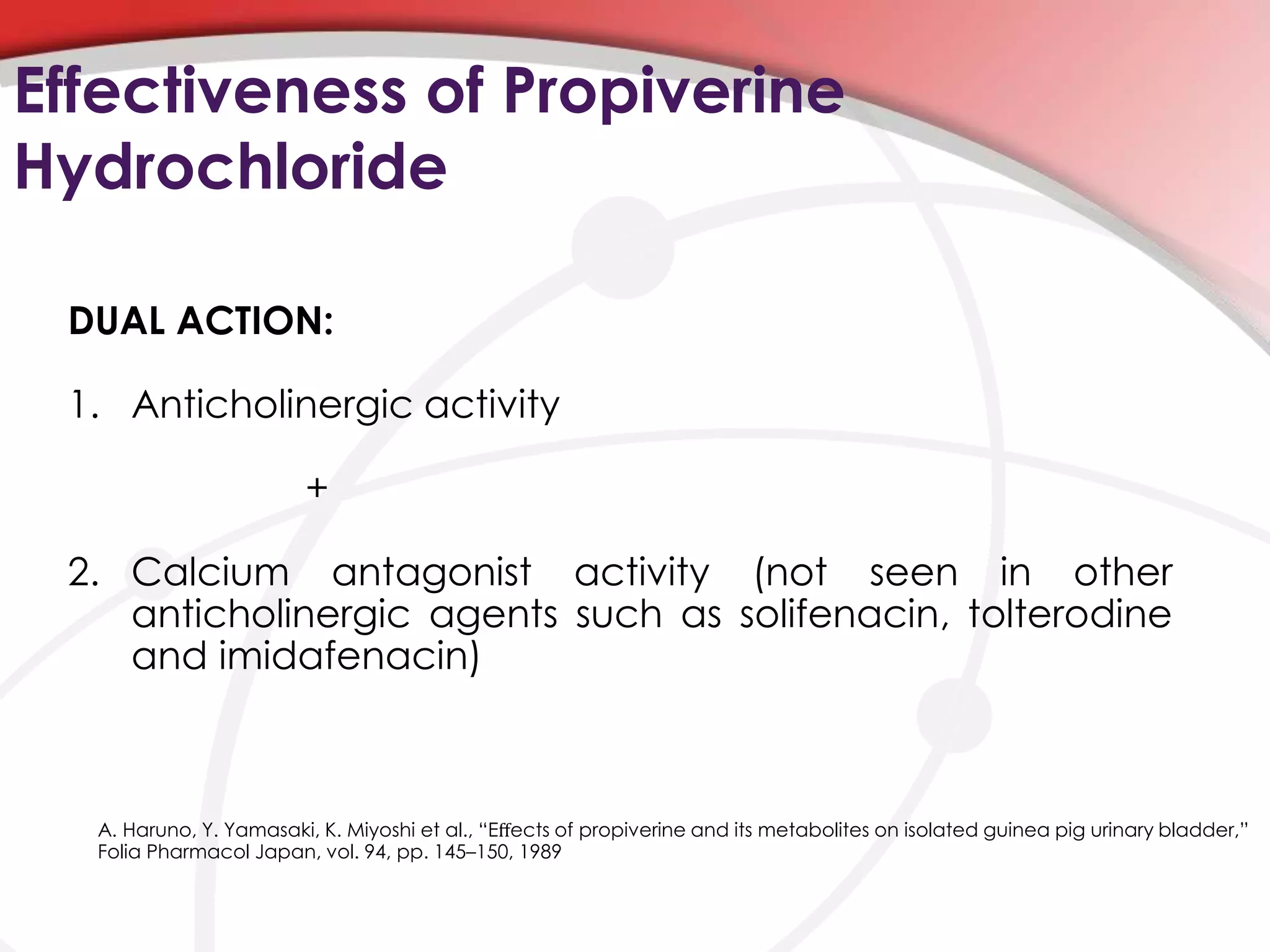 Propiverine hydrochloride vs previous anticholinergic agents (For ...