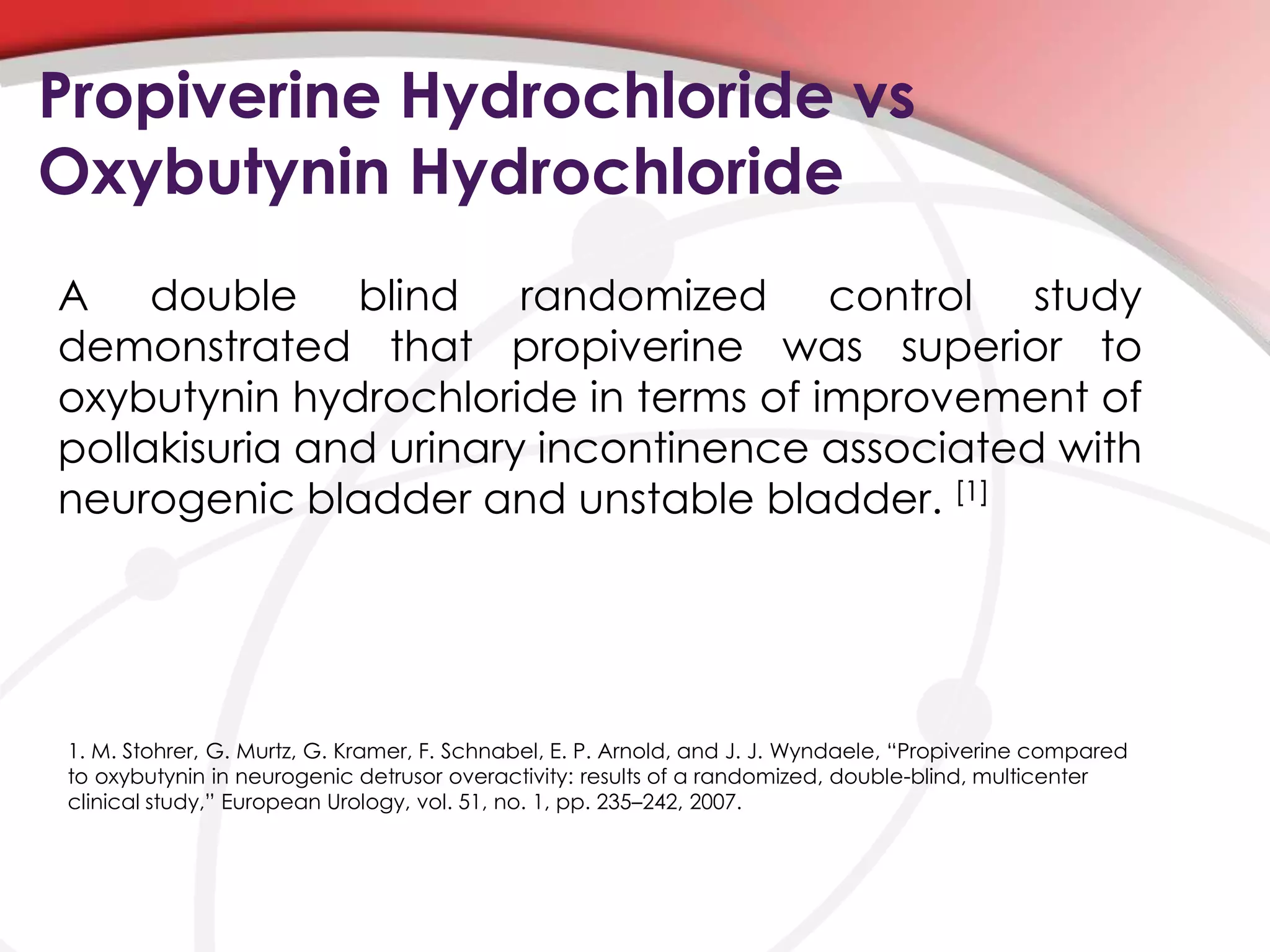 Propiverine hydrochloride vs previous anticholinergic agents (For ...