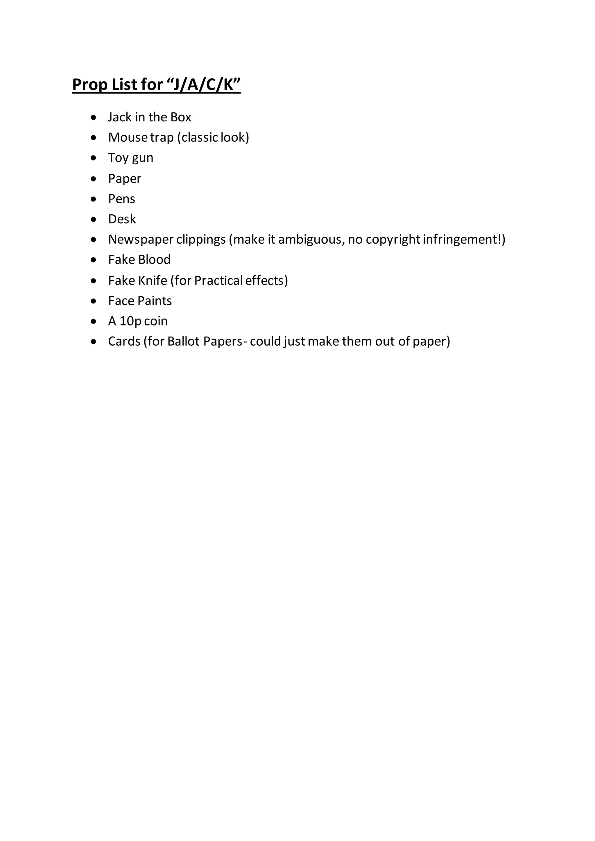 Prop list epq | DOCX