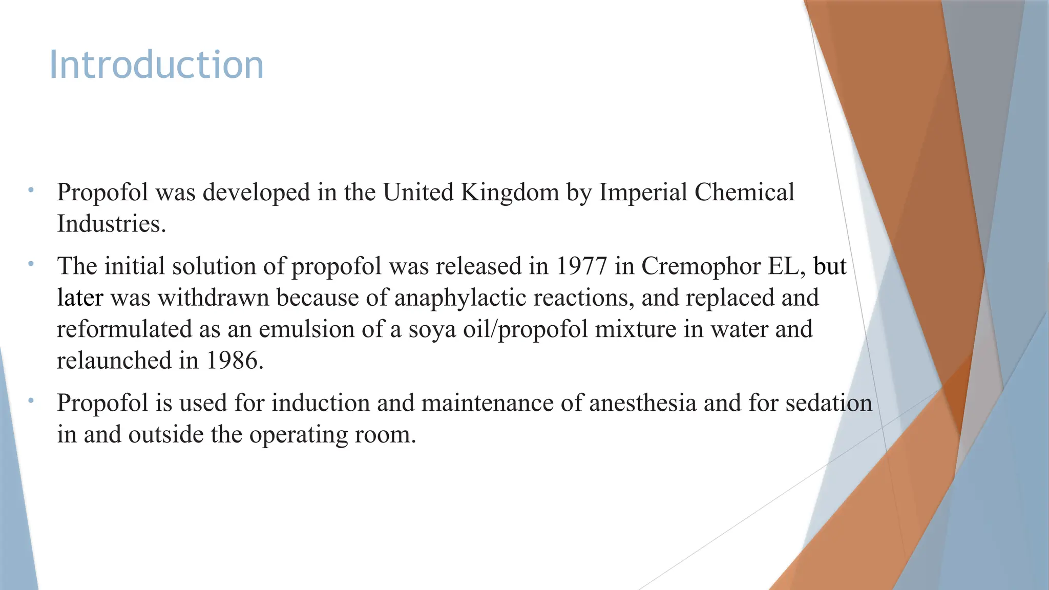 PROPOFOL an inducing agent presentation. | PPT