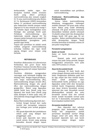 PENGARUH PERLAKUAN MATRICONDITIONING TERHADAP VIABILITAS DAN VIGOR ...