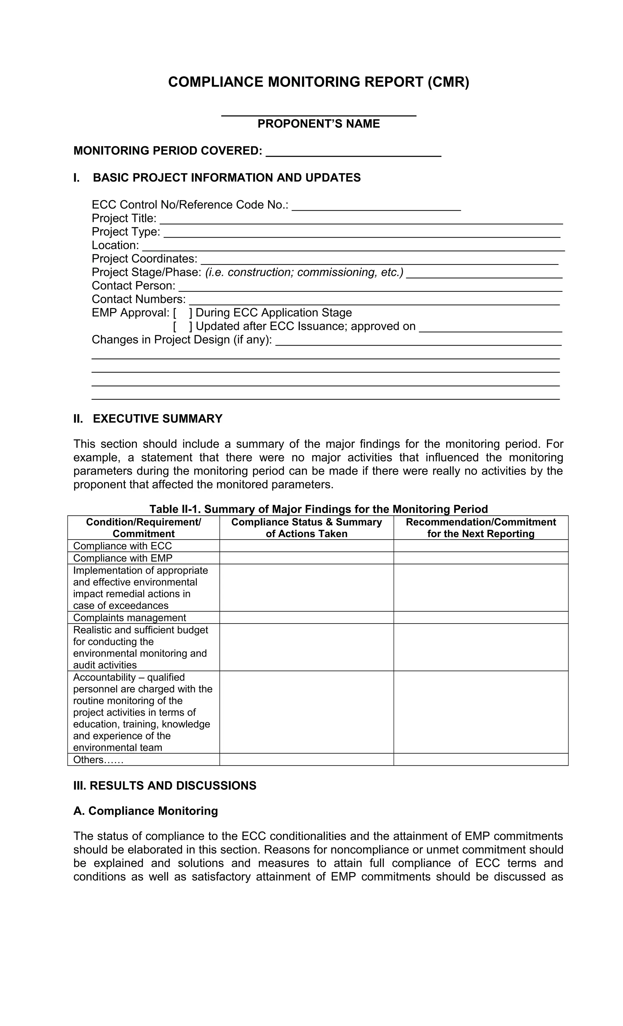 DENR Semi Annual Report (CMR) Form | DOC