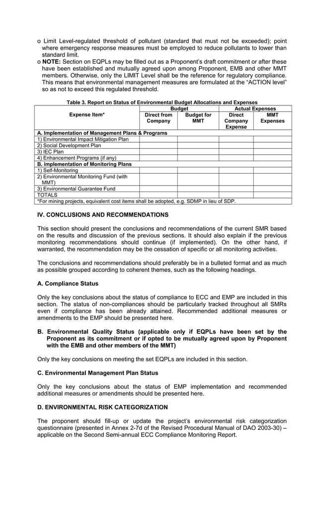 DENR Semi Annual Report (CMR) Form | DOC | Business | Business and Finance