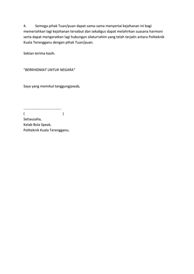 Kertas kerja penganjuran kejohanan bola sepak | DOCX