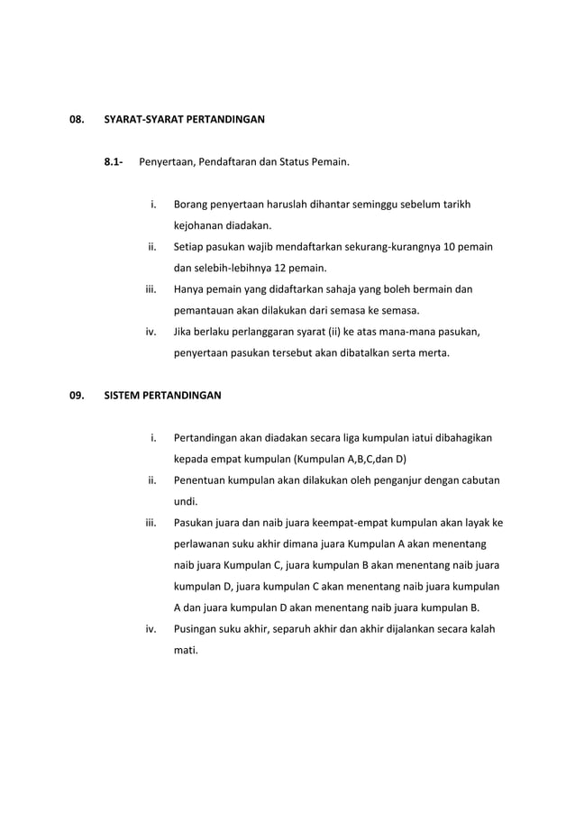 Kertas kerja penganjuran kejohanan bola sepak | DOCX