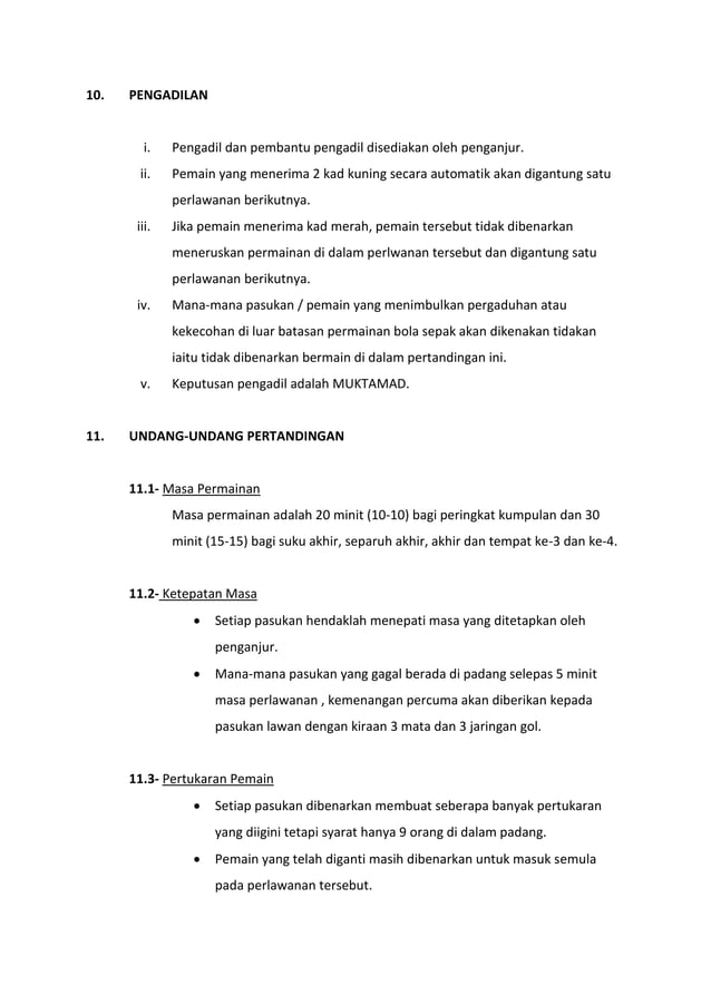 Kertas kerja penganjuran kejohanan bola sepak | DOCX