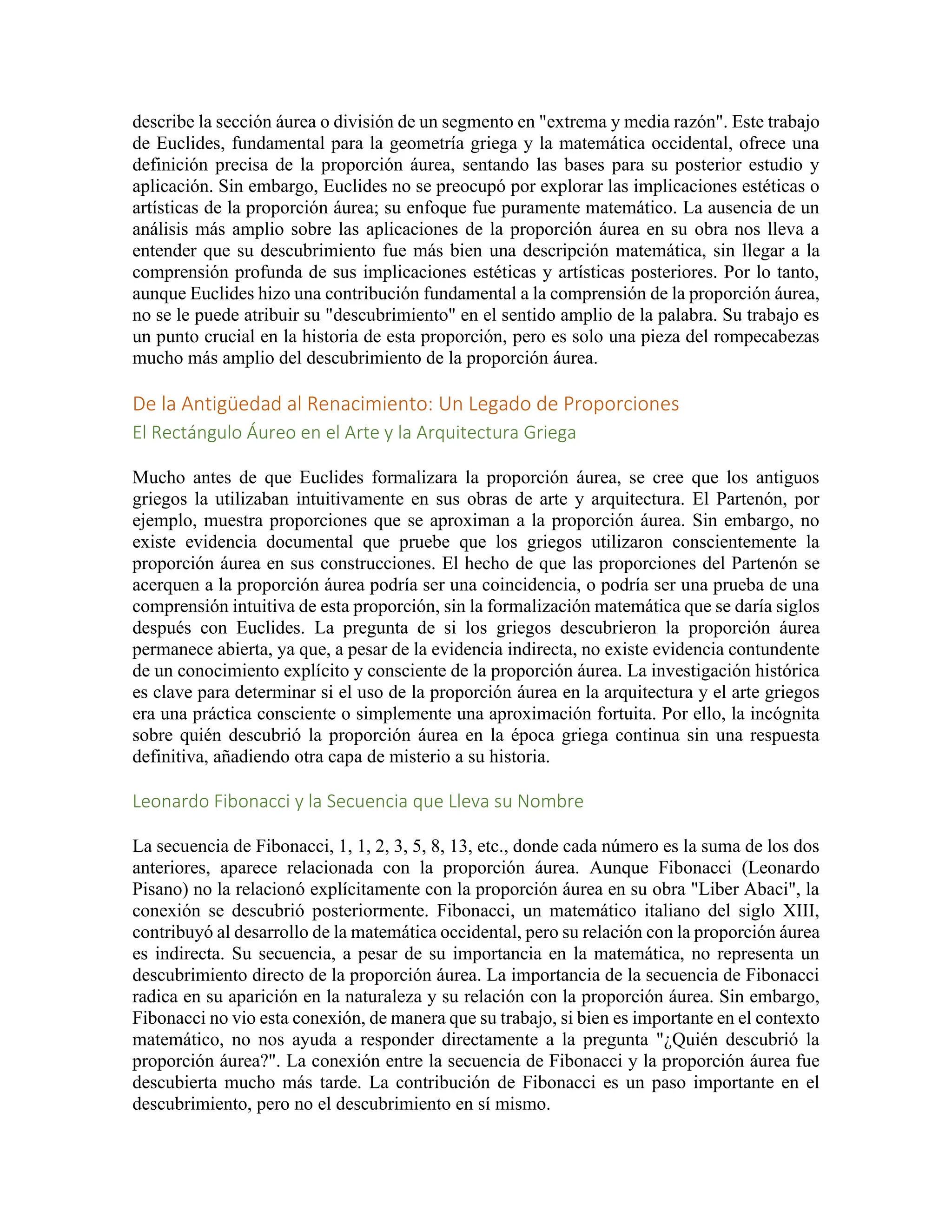 El Misterio de la Proporción Áurea: ¿Quién la Descubrió Primero? | PDF