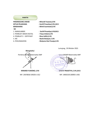 contoh proporsal workshop mpi untuk MGMP | PDF