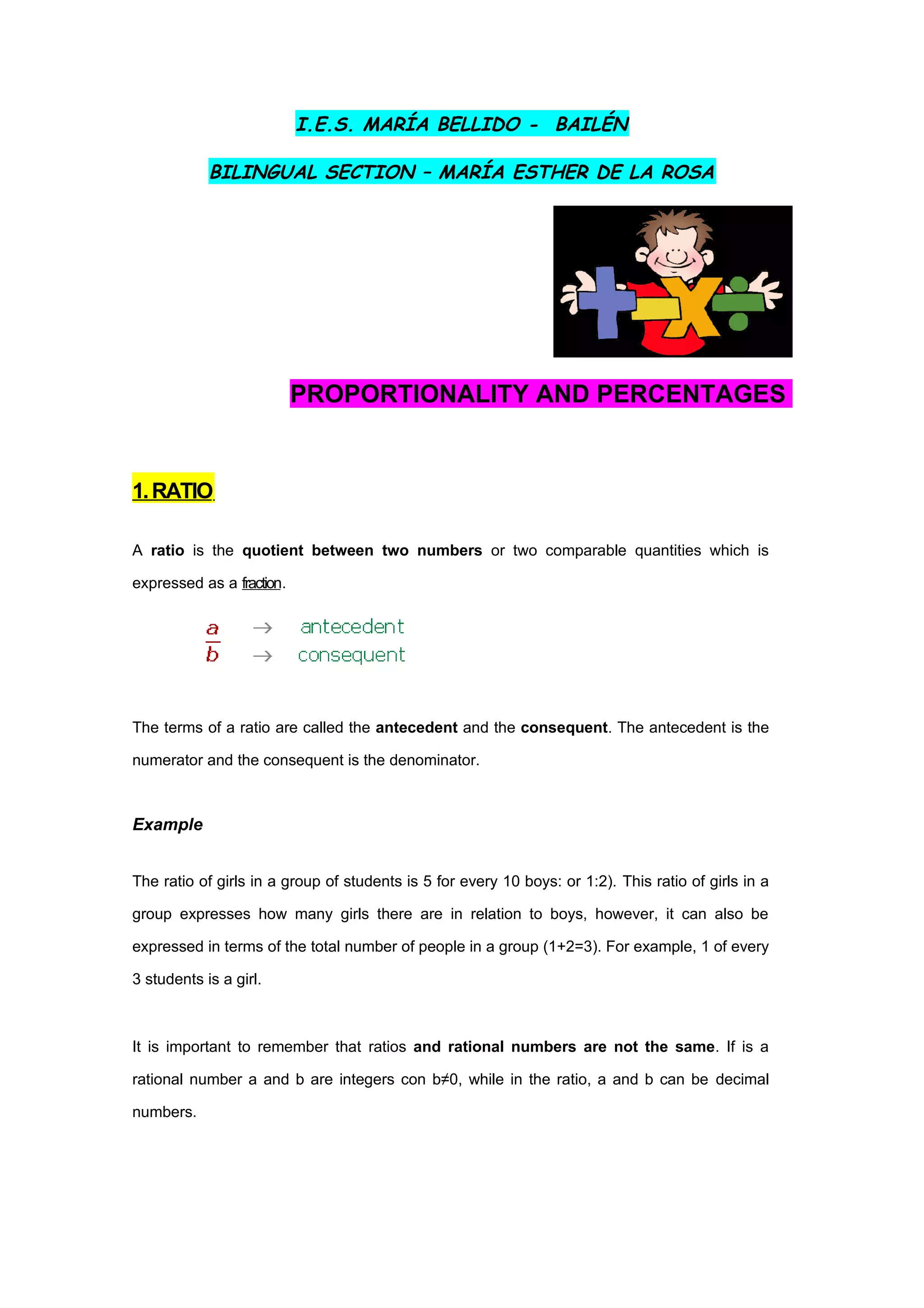 Proportionality and percentage | DOC