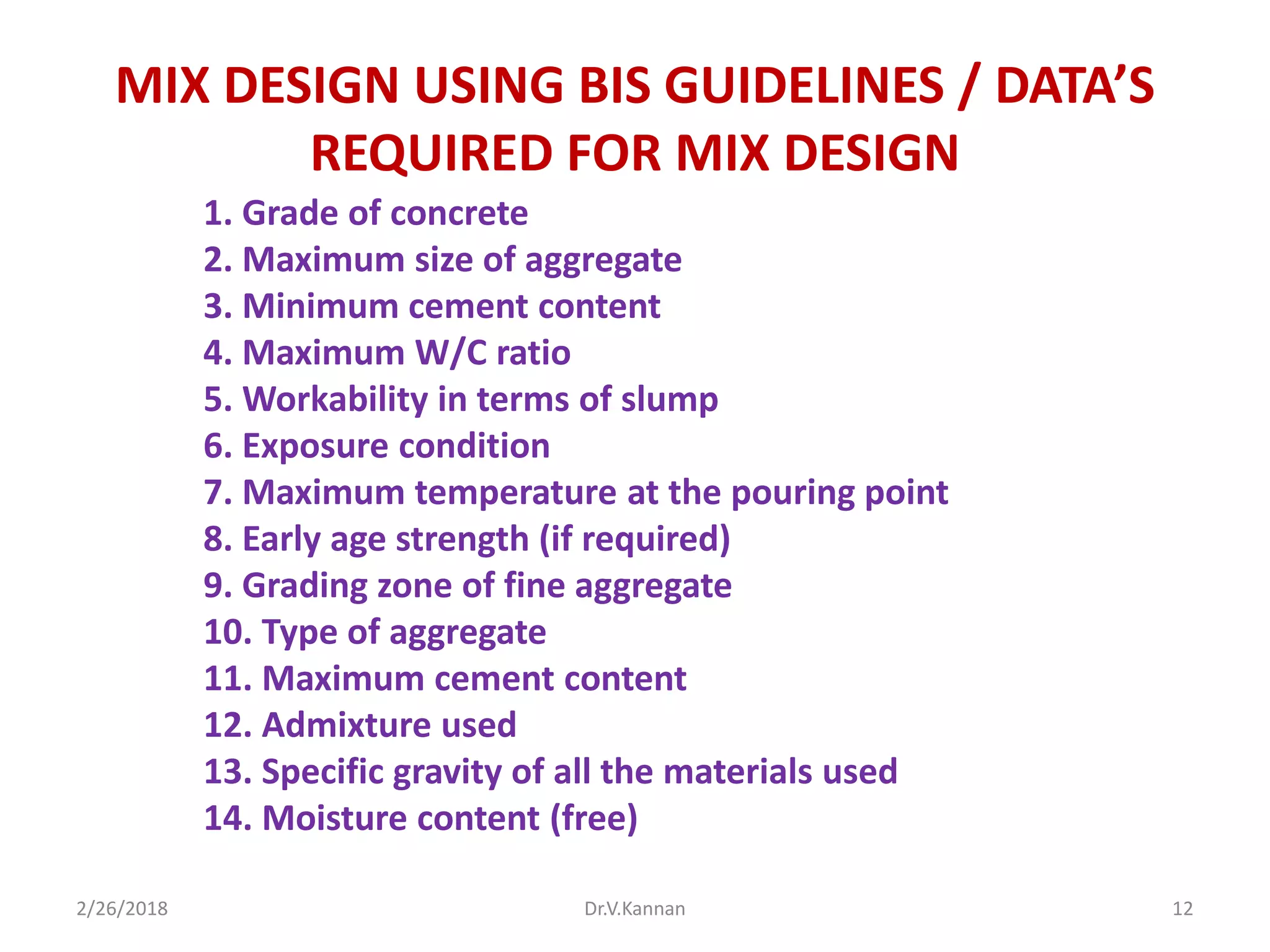 Proportioning of concrete mix | PPTX