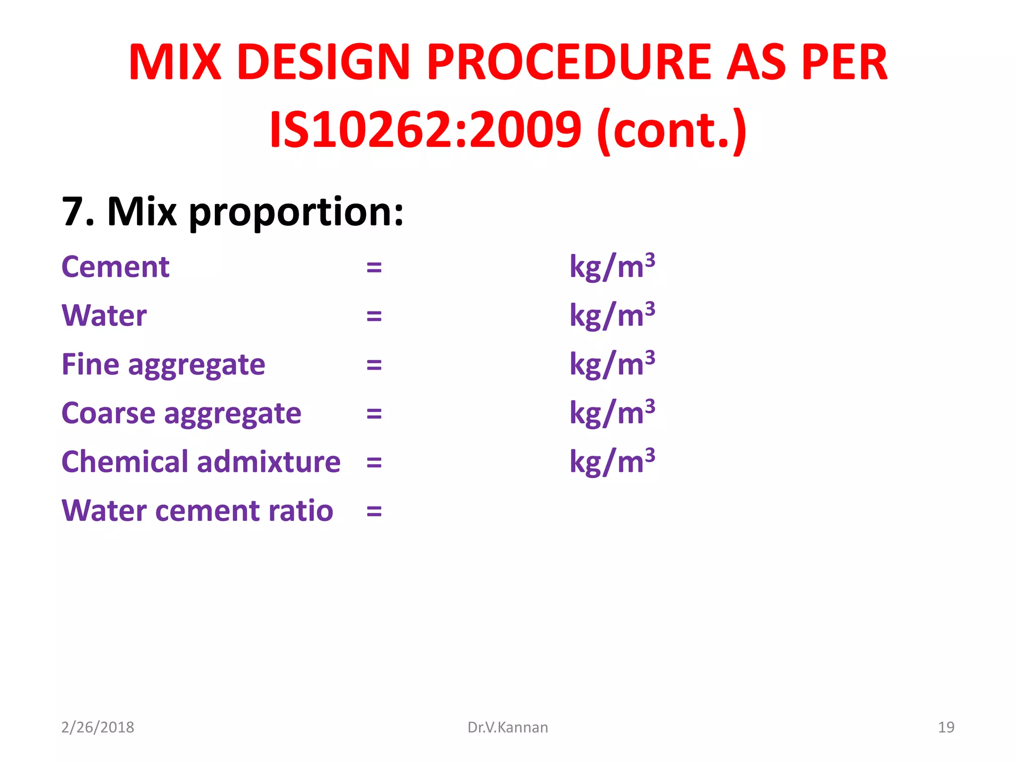 Proportioning of concrete mix | PPTX