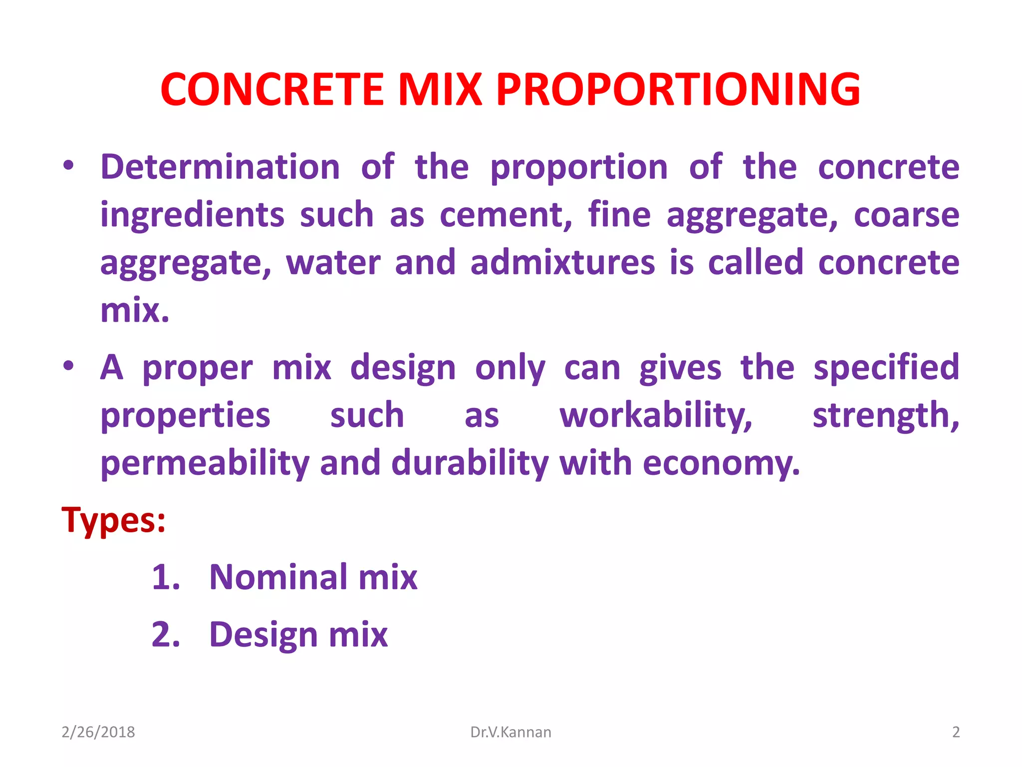 Proportioning of concrete mix | PPTX