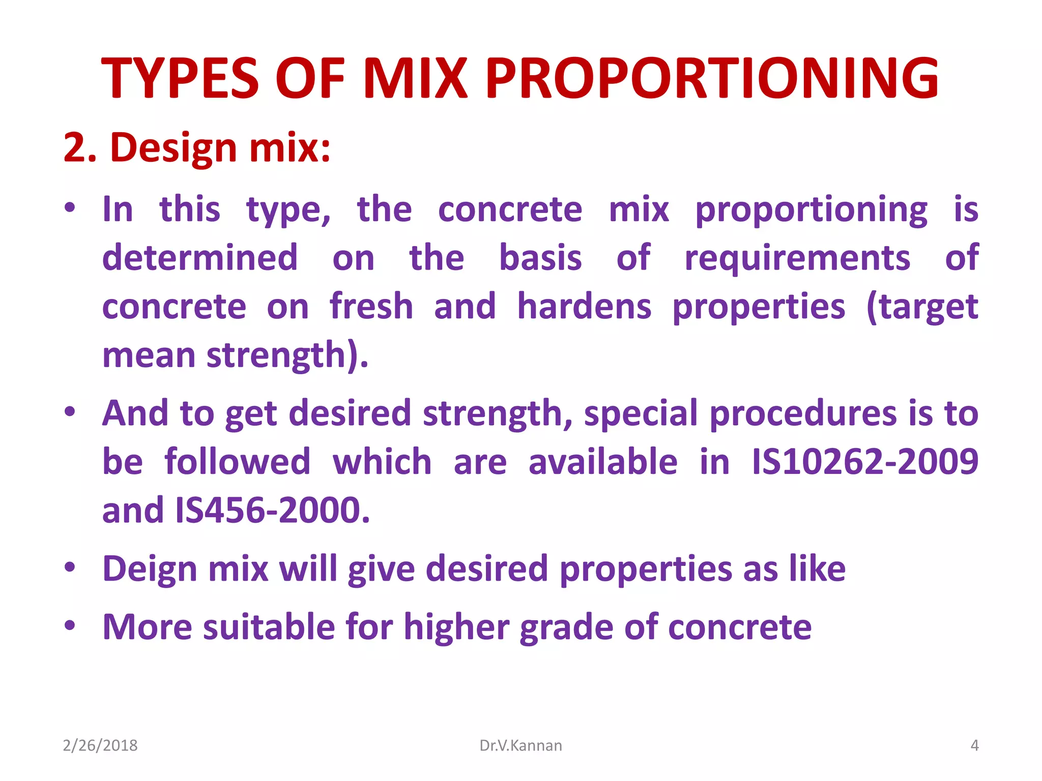 Proportioning of concrete mix | PPTX