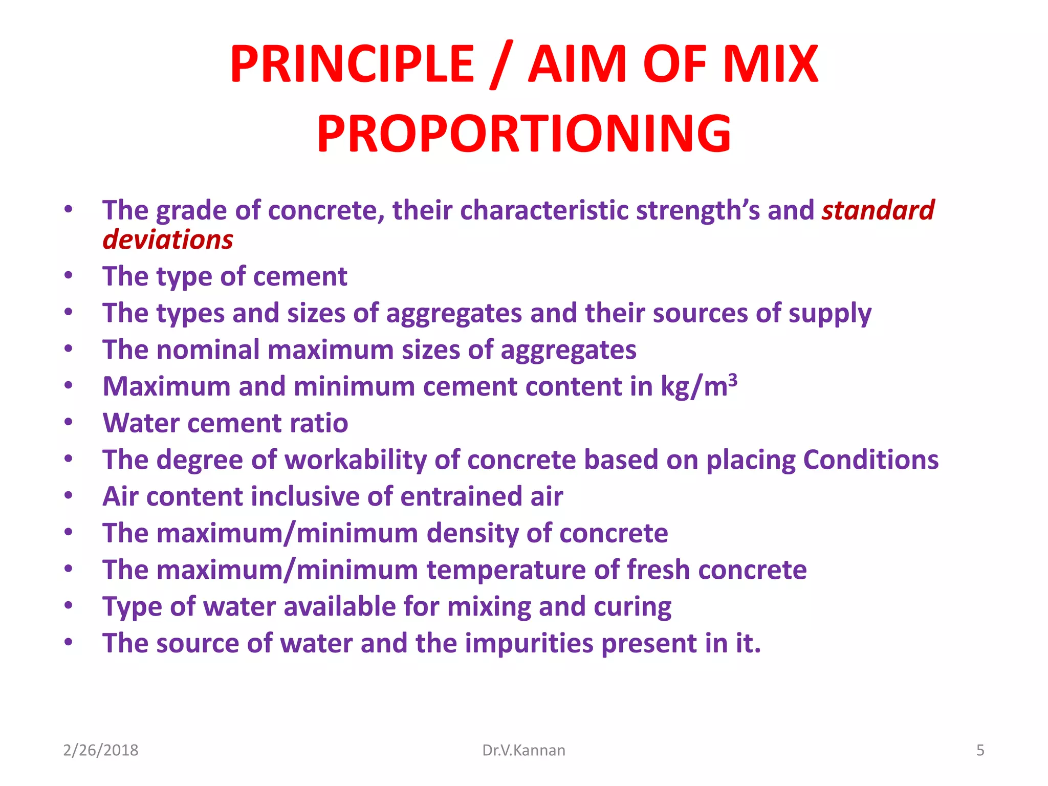 Proportioning of concrete mix | PPTX