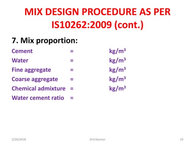 Proportioning of concrete mix | PPTX