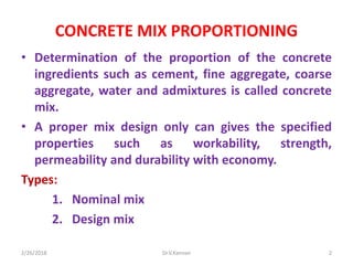 Proportioning of concrete mix | PPTX