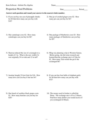 Proportion word problems | PDF