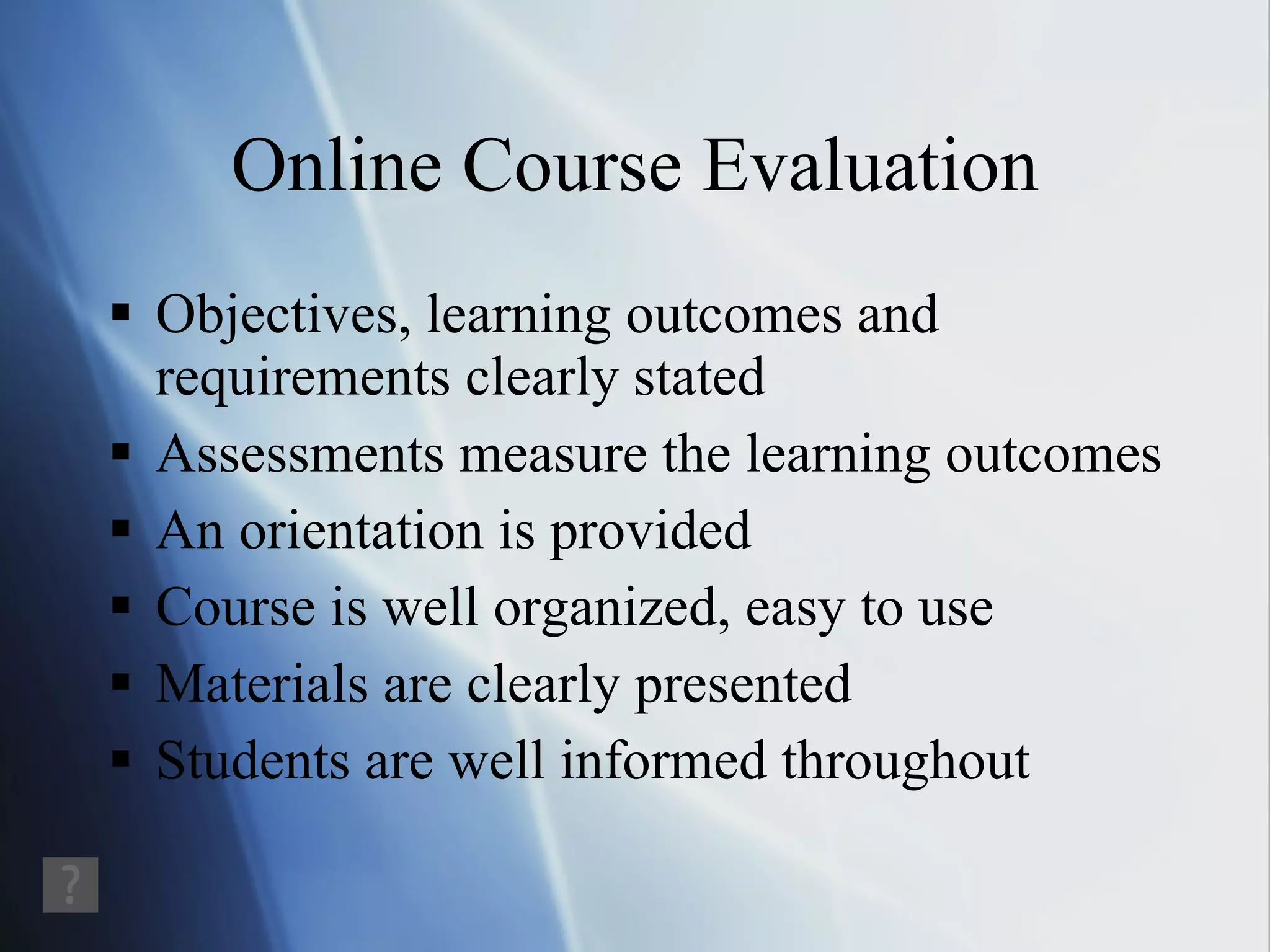 Online Course Evaluation Proposal | PPT