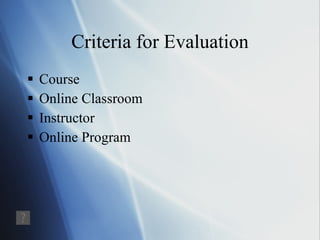 Online Course Evaluation Proposal | PPT
