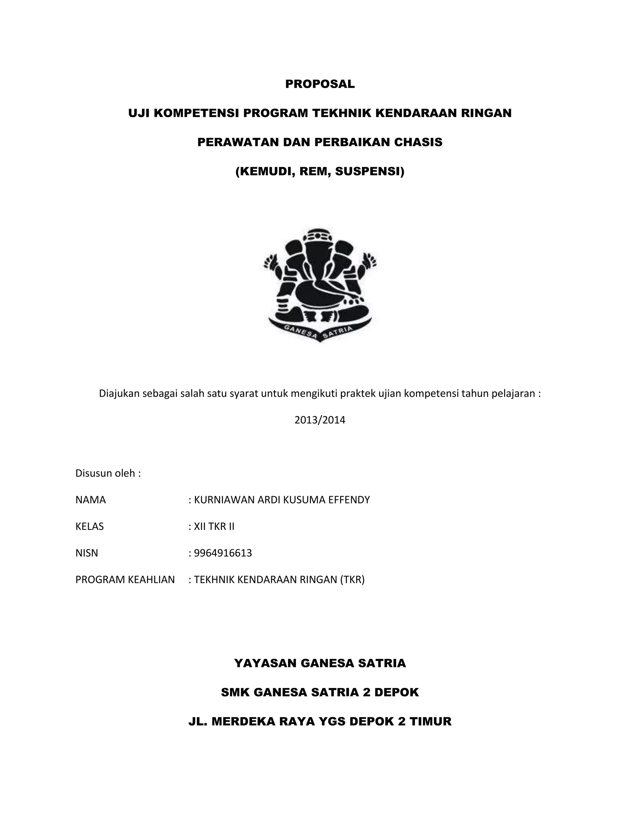 Proposal tekhnik kendaraan ringan (TKR) | DOCX