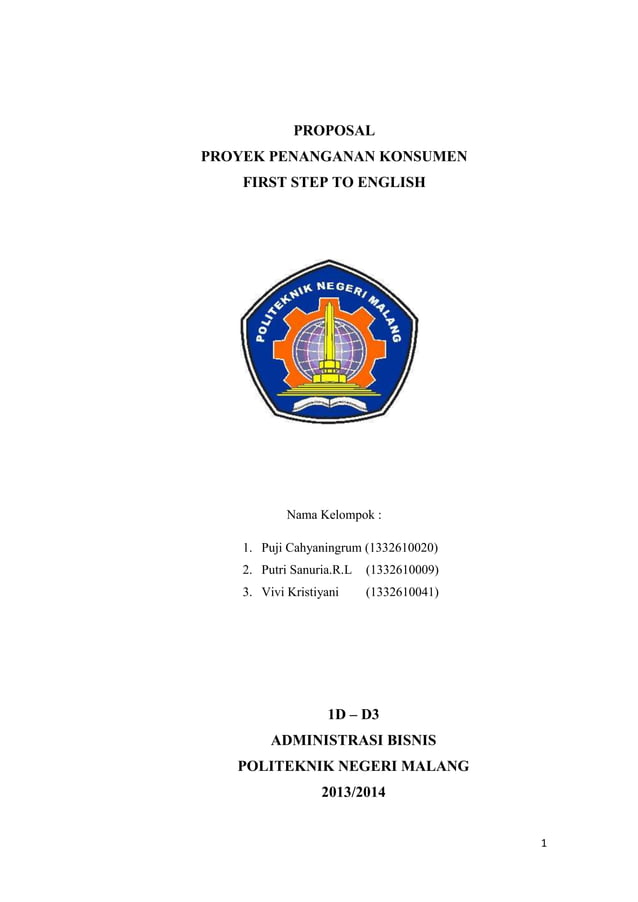 Contoh Proposal Proyek Penanganan Konsumen "FIRST STEP TO ENGLISH" | PDF