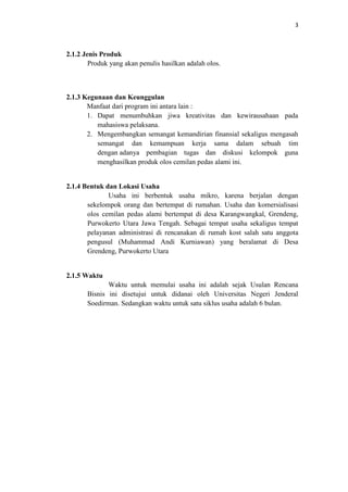 Proposal cemilan olos | PDF
