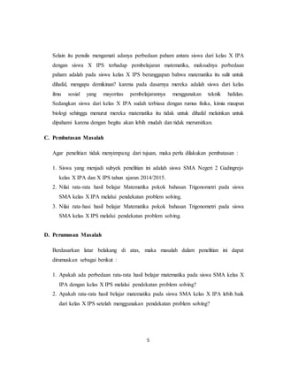 STUDI PERBANDINGAN RATA-RATA HASIL BELAJAR MATEMATIKA PADA SISWA SMA ...