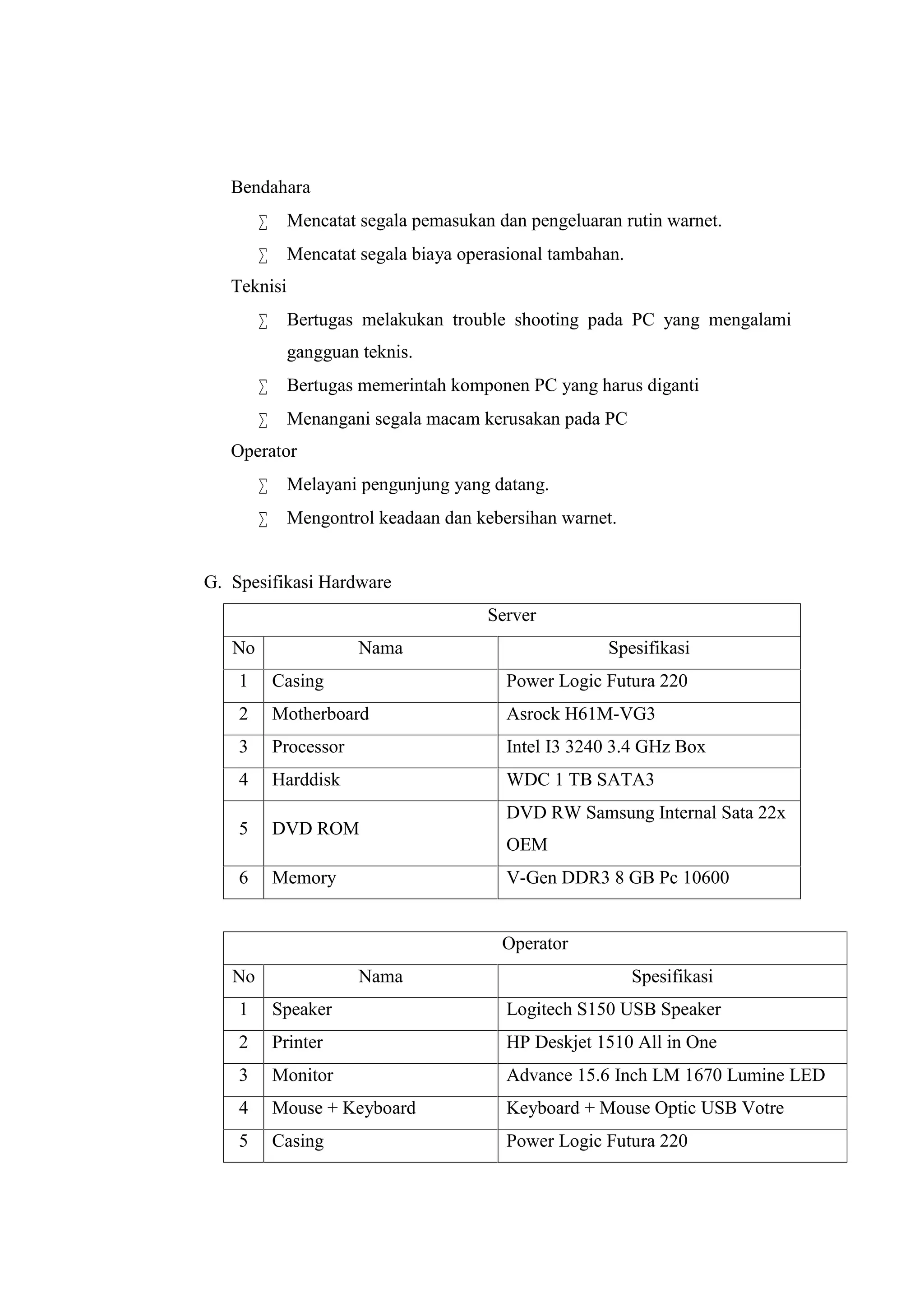 Proposal Warnet | PDF