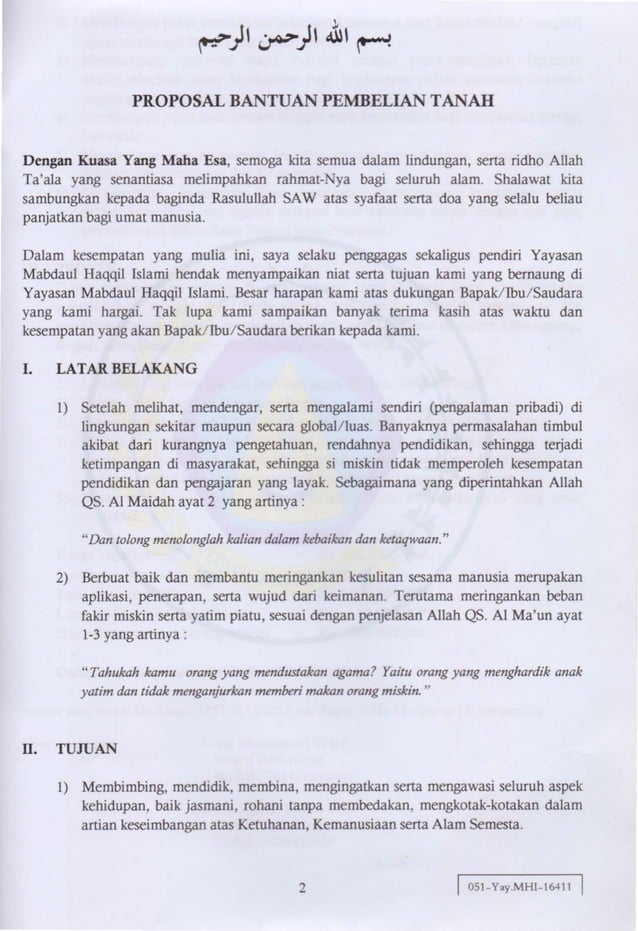 Proposal Pembangunan Pondok Pesantren Mabdaul Haqqil Islami | PDF