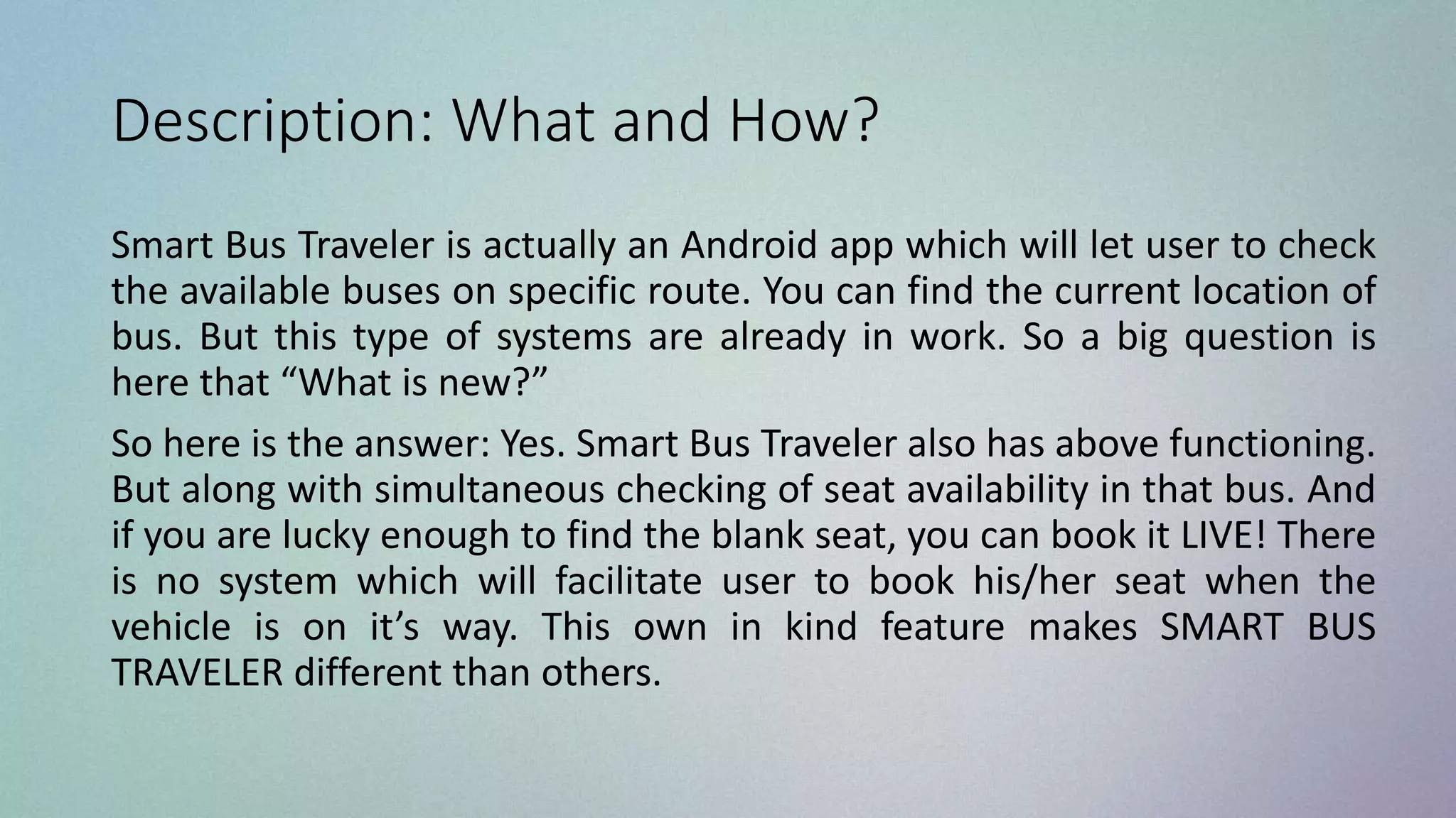 Smart Bus Traveler (Smart Buses for Smart Cities) | PPT