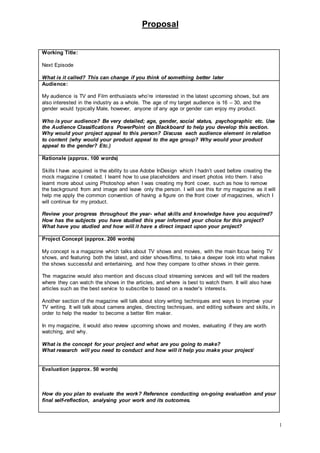 Proposal | DOCX | Content Production | Hobbies & Interests