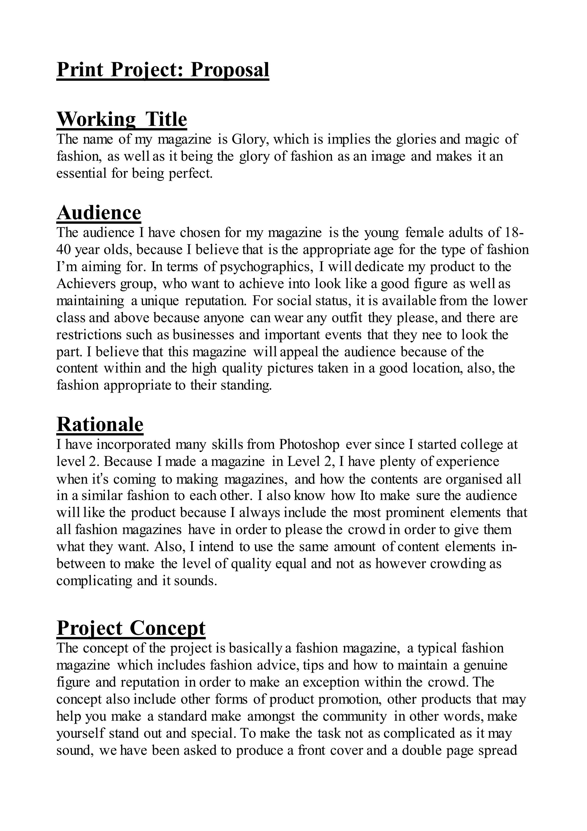 Proposal for magazine | DOCX