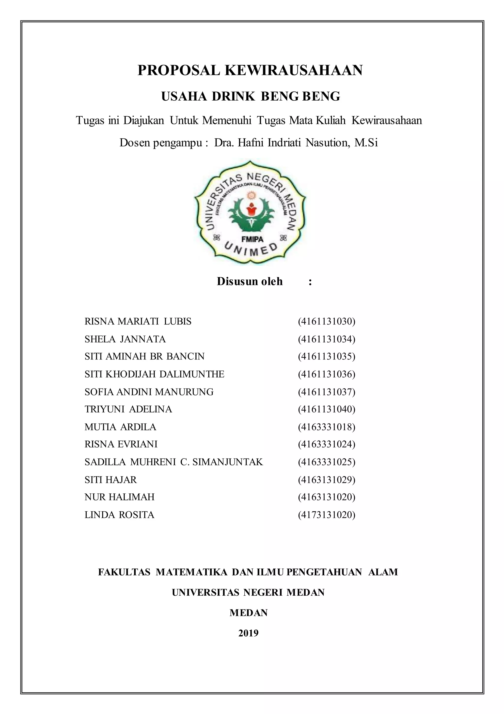 PROPOSAL PERENCANAAN BISNIS | DOCX