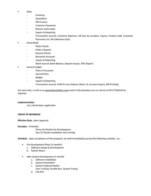 Sample Letter of Project Proposal - BAS Implementation | DOCX