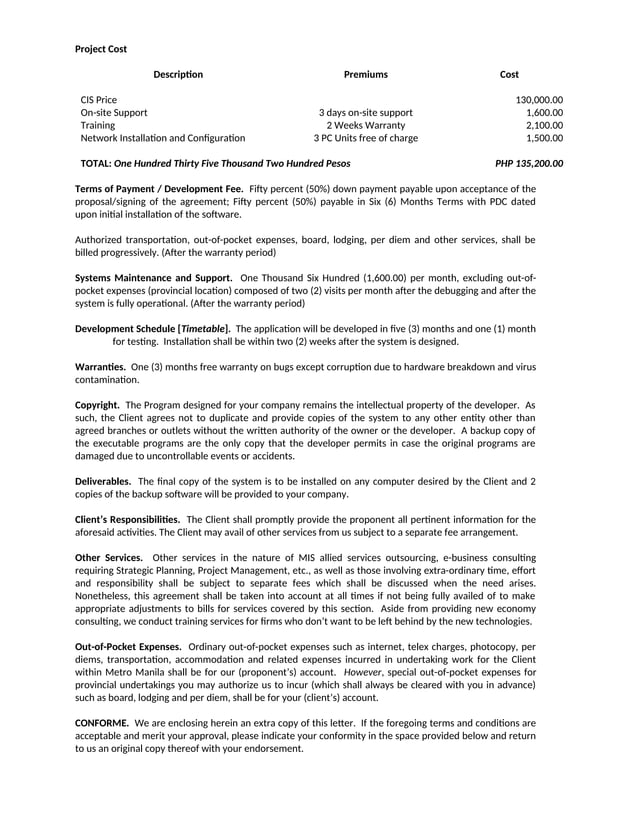 Sample Letter of Project Proposal - BAS Implementation | DOCX