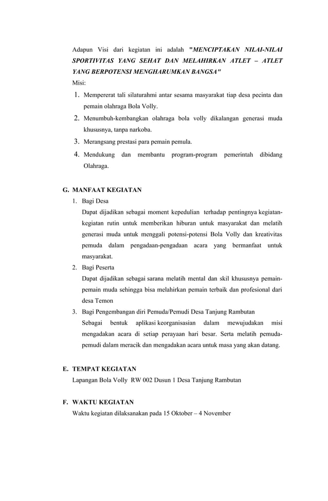 Proposal TURNAMEN BOLLA VOLLI ANTAR DESA | DOCX
