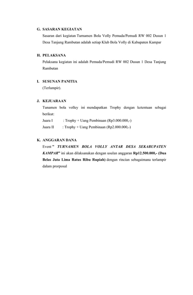 Proposal TURNAMEN BOLLA VOLLI ANTAR DESA | DOCX