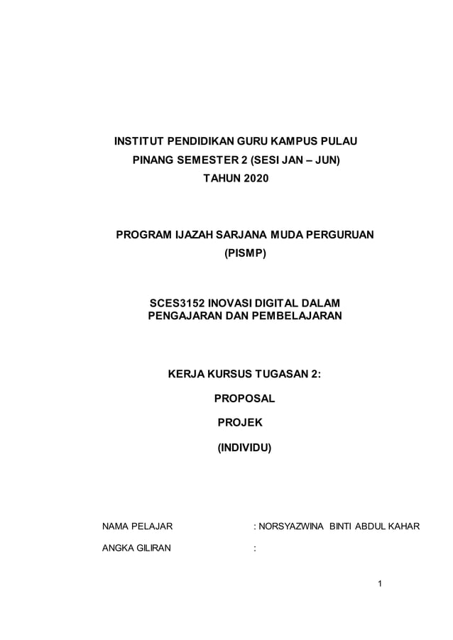 SCES3152 Contoh Proposal Projek Inovasi Digital | PDF