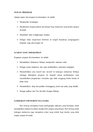Proposal kewiurausahaan-makanan | DOC