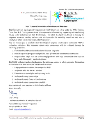 NSDC Proposal for Indian NGOs | PDF