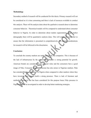 Proposal nike presence in nigeria | PDF