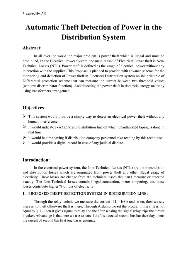 Proposal power-theft-detection | PDF | Gas and Electric | Home Utilities