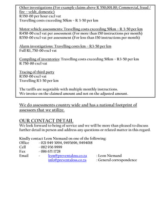 Preventaloss Loss Adjusters - Proposal | PDF