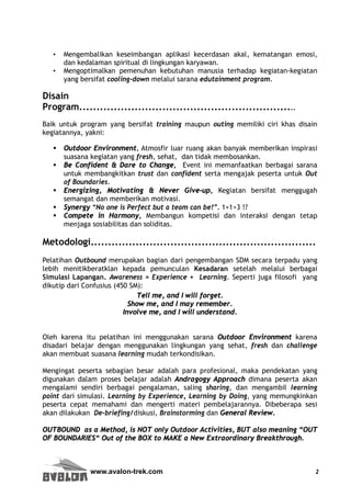 Proposal produk-avalon-outbound-outing | PDF