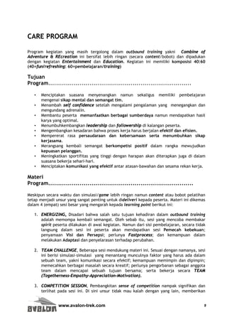 Proposal produk-avalon-outbound-outing | PDF