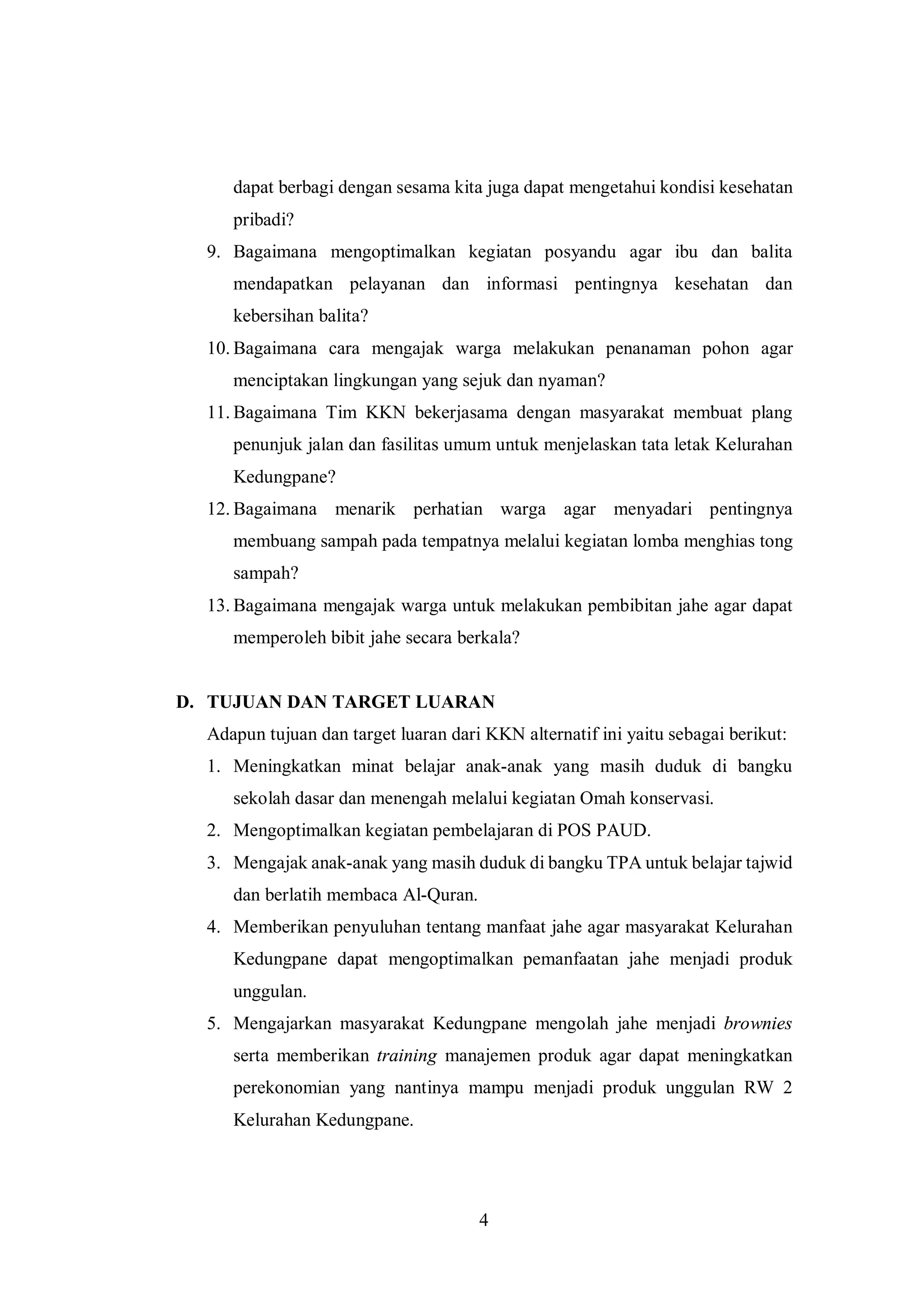 Proposal revisi-kkn-alternatif-gelombang-b-tahap-ii-kedungpane | PDF