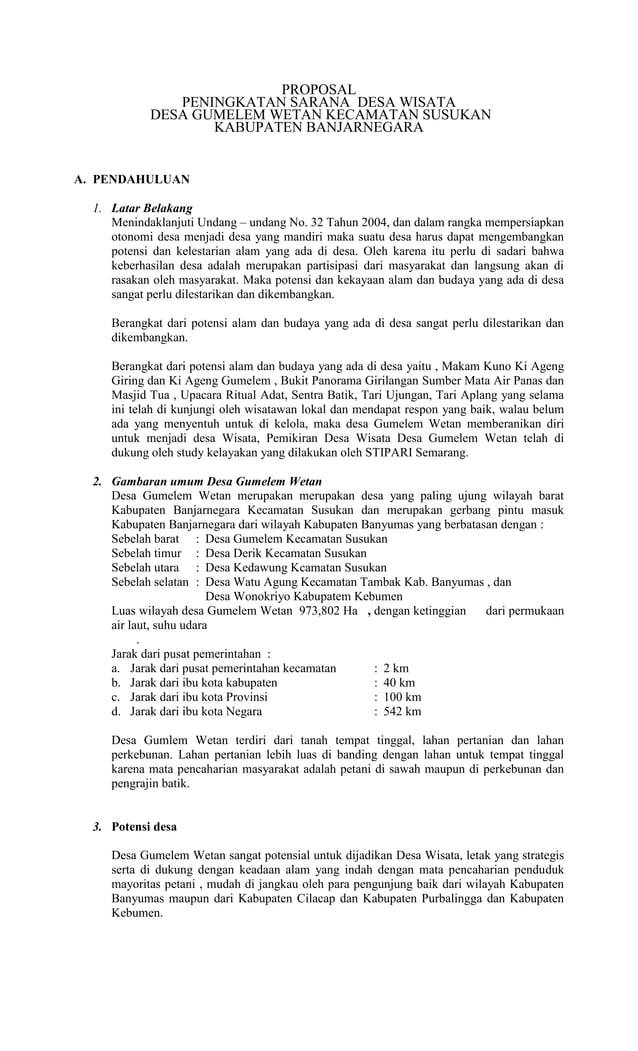 Proposal rintisan-desa-wisata | PDF