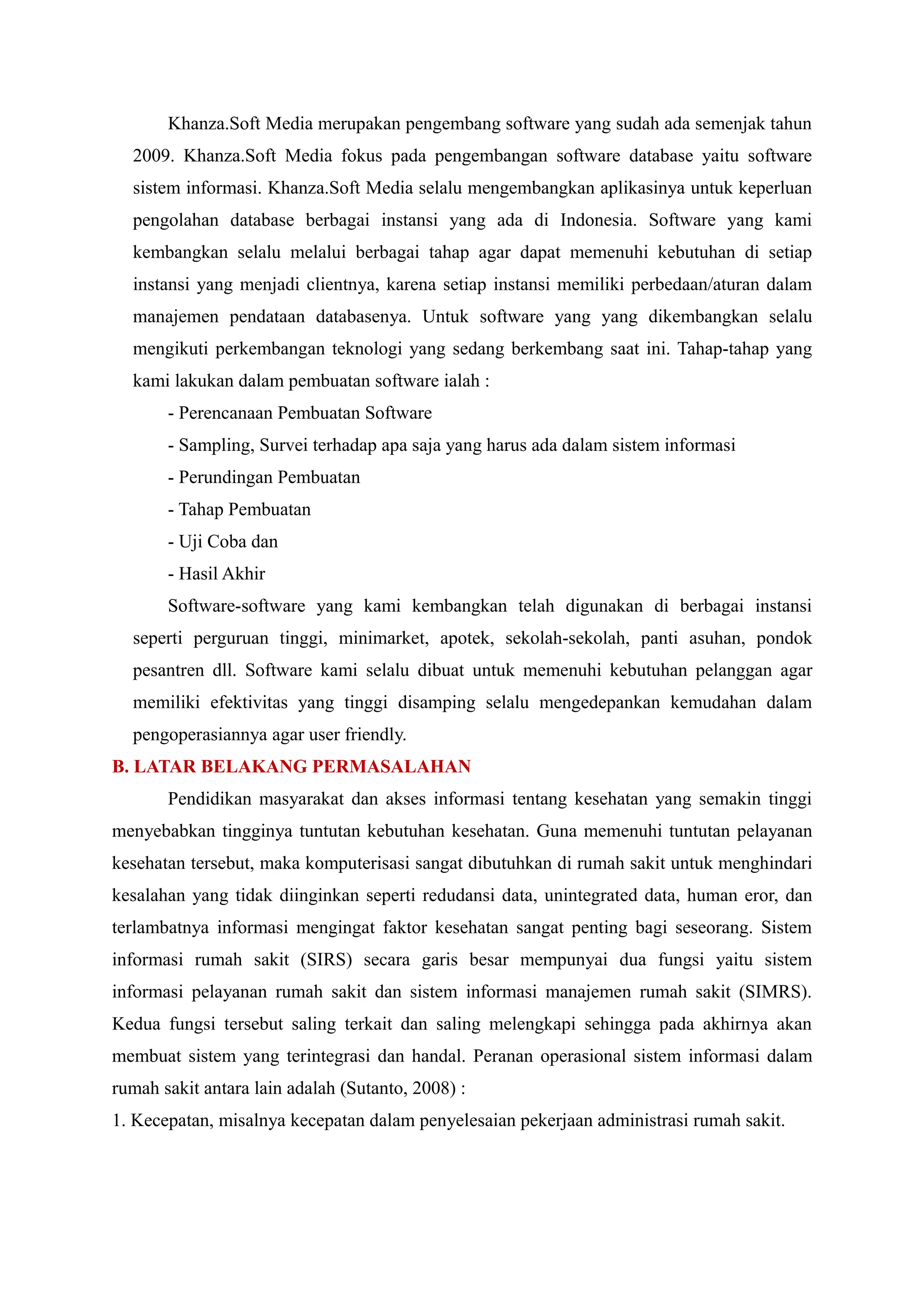 Proposal SIMRS/Software Rumah Sakit Khanza HMS | PDF