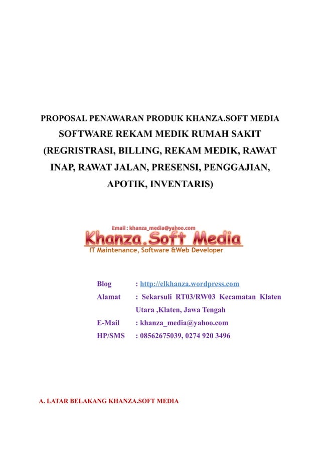 Proposal SIMRS/Software Rumah Sakit Khanza HMS | PDF