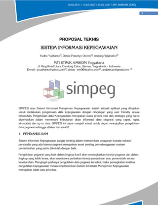 Proposal Teknis Sistem Informasi Kepegawaian (SIMPEG) | PDF